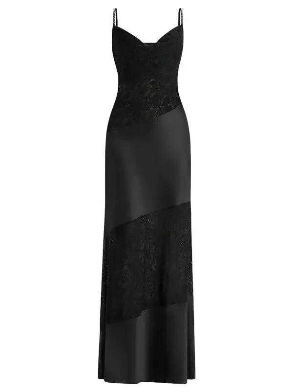 Manière De Voir Asymmetric Lace Maxi Dress - Black