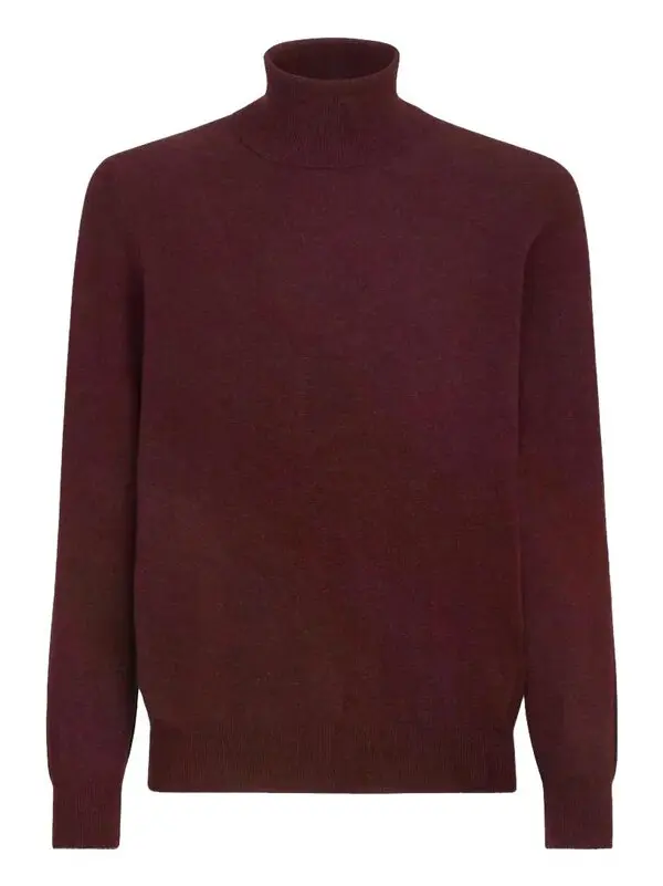 Brunello Cucinelli Mouliné Cashmere Turtleneck Sweater - Red