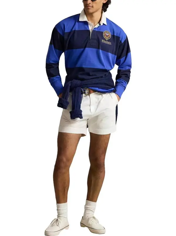 Polo Ralph Lauren Striped Embroidered Rugby Polo Shirt - Blue