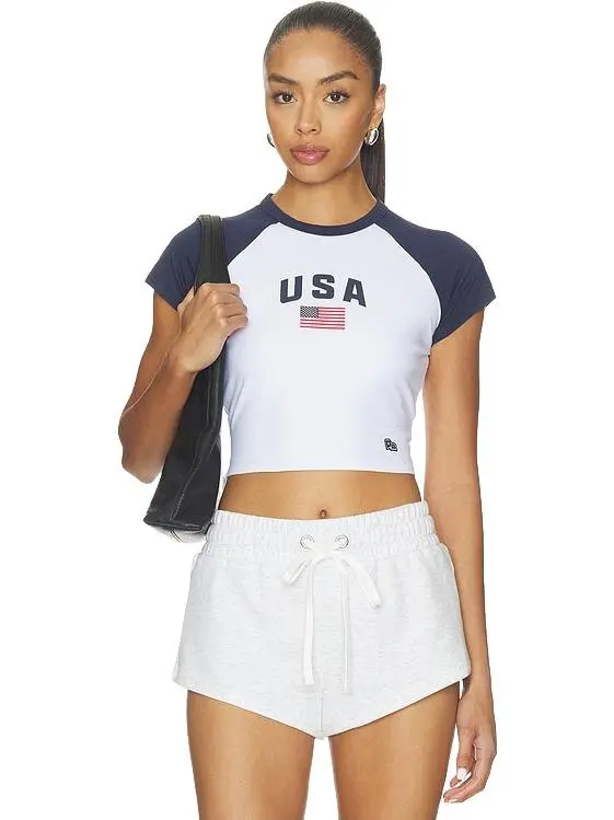 HYPE AND VICE Usa Homerun" Graphic Cropped T-shirt - Navy