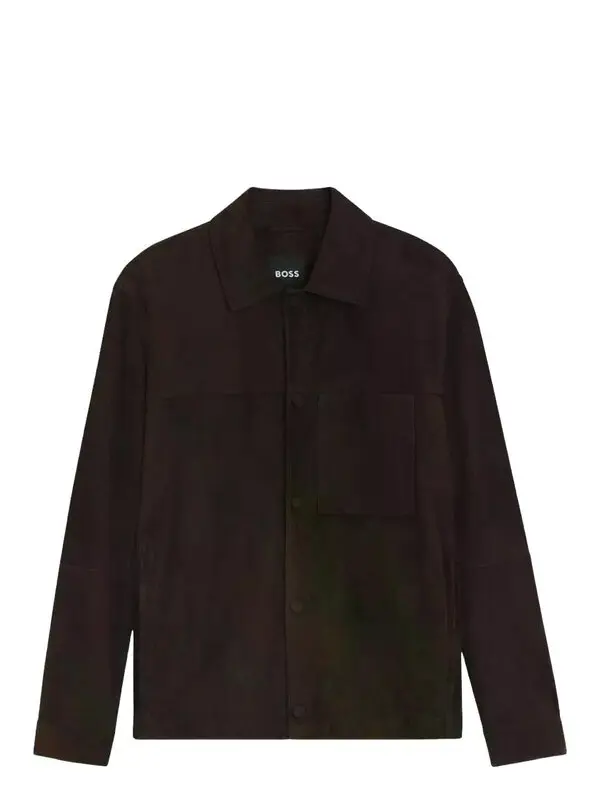 BOSS Suede Panelled Jacket - Brown
