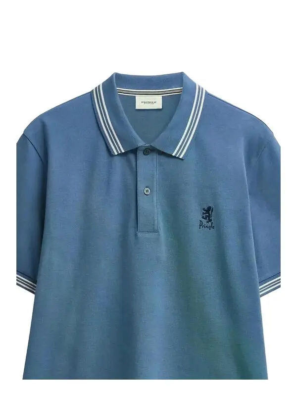 Pringle Of Scotland Piqué Tipped Polo Shirt - Blue