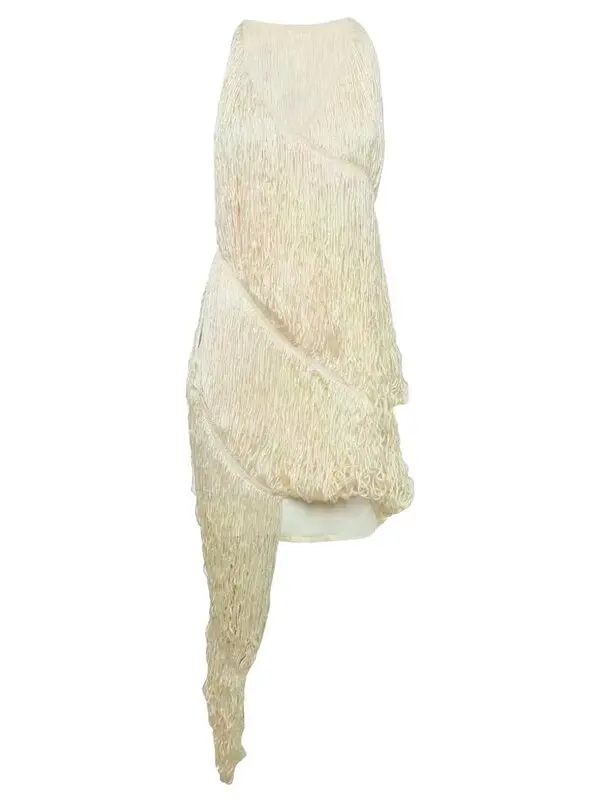 Loewe Asymmetric Fringe Mini Dress - Neutrals