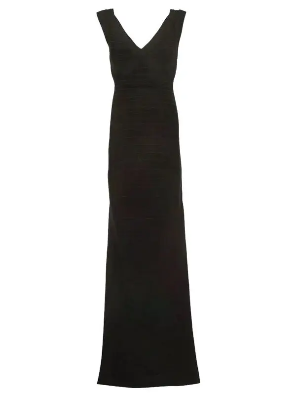 Herve Leger Bandage Rib-knit Maxi Dress - Black