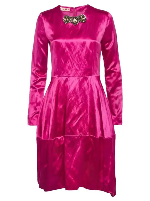 Marni Embellished Satin Mini Dress - Pink