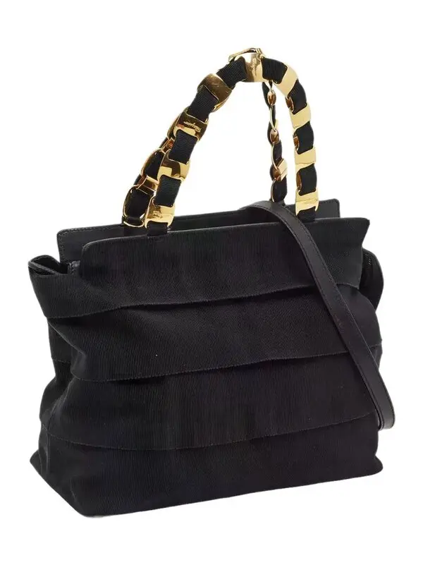 FERRAGAMO Chain Zip Tote Bag - Black