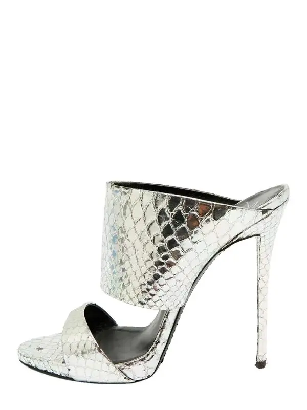 GIUSEPPE ZANOTTI Python-embossed Stiletto Sandals - Silver