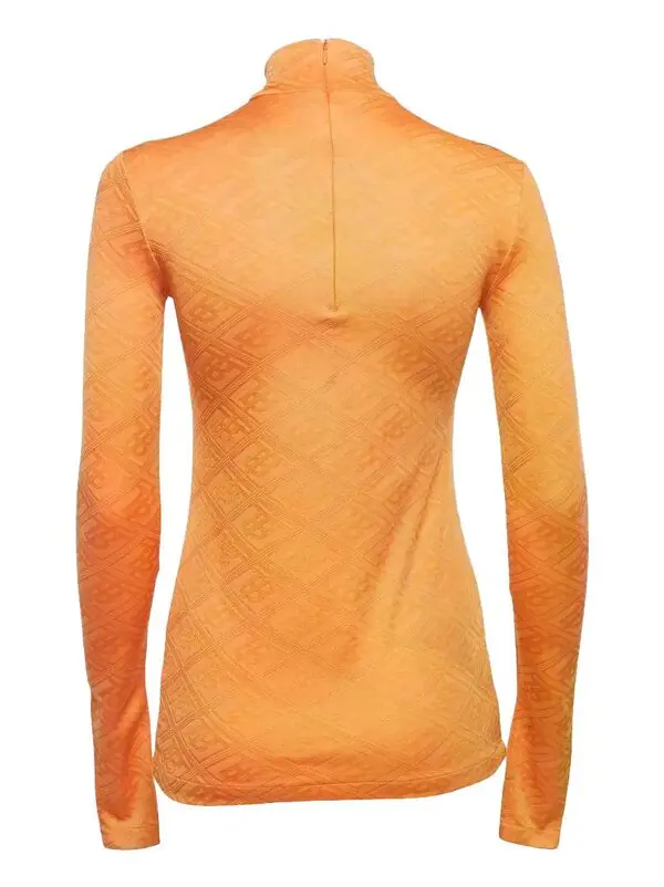 Burberry Monogram Jacquard Turtle Neck Top - Orange