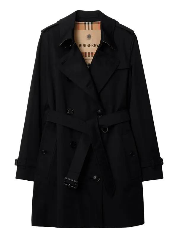 Burberry Gabardine Kensington Heritage Trench Coat - Black
