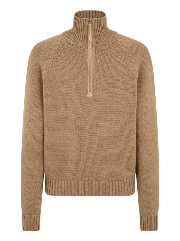 TOM FORD Virgin Wool-cashmere Half-zip Sweater - Brown