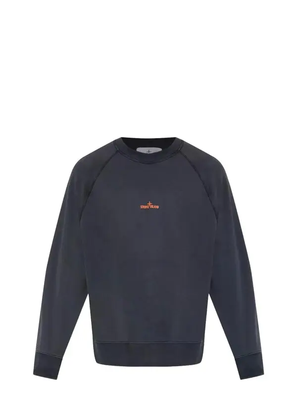 Stone Island Logo Print Raglan Sleeve Sweater - Grey