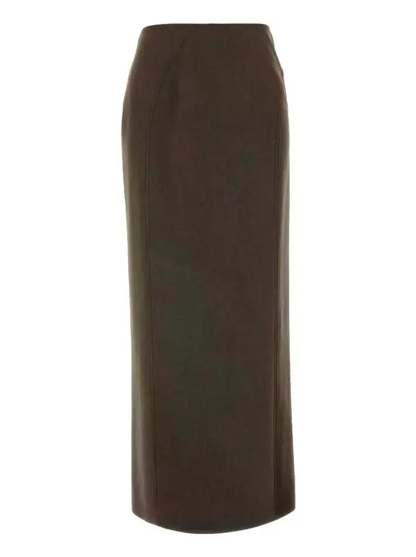 JIL SANDER High-waisted Pencil Skirt With Rear Slit - Brown