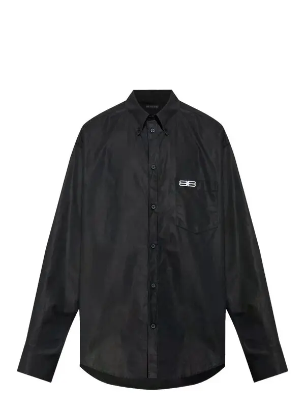 Balenciaga Logo-embroidered Button-down Shirt - Black