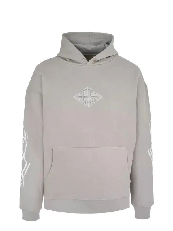 EXIT SOCIETY Fractured X Logo-detail Graphic-print Hoodie - Neutrals
