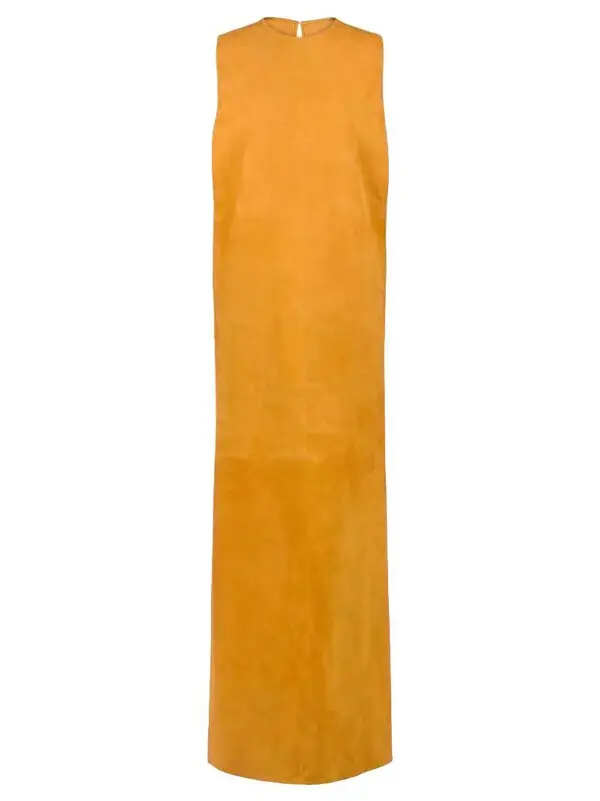 TOD'S Twisted Open-back Leather Maxi Dress - Orange