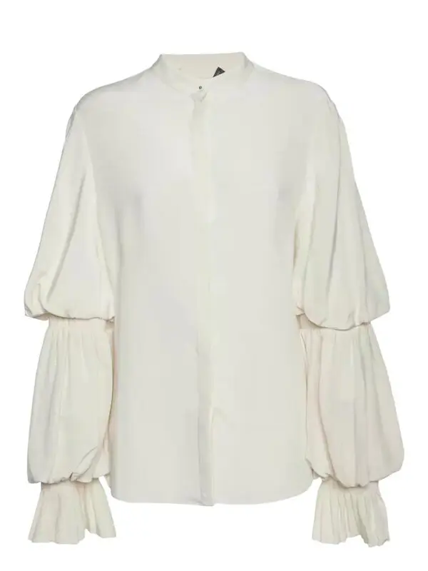 Alexander McQueen Silk Ruffle-sleeve Shirt - Neutrals