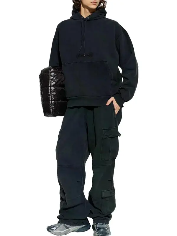 Balenciaga Logo-embroidered Hoodie - Black
