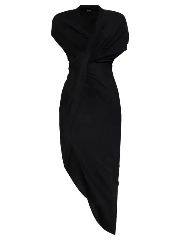 Balenciaga Draped V-neck Dress - Black