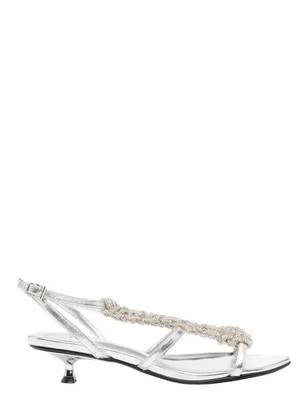 MARC ELLIS Crystal-embellished Metallic-effect Slingback Sandals - Silver