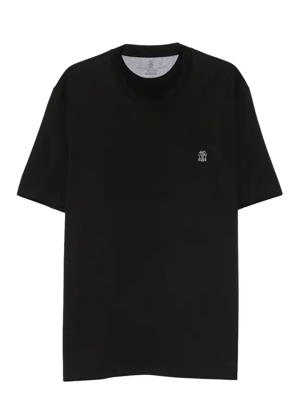Brunello Cucinelli Logo-embroidered T-shirt - Black