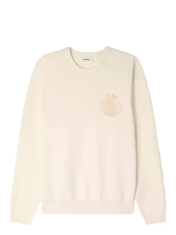 Sandro Flower-patch Long-sleeve Sweater - Neutrals