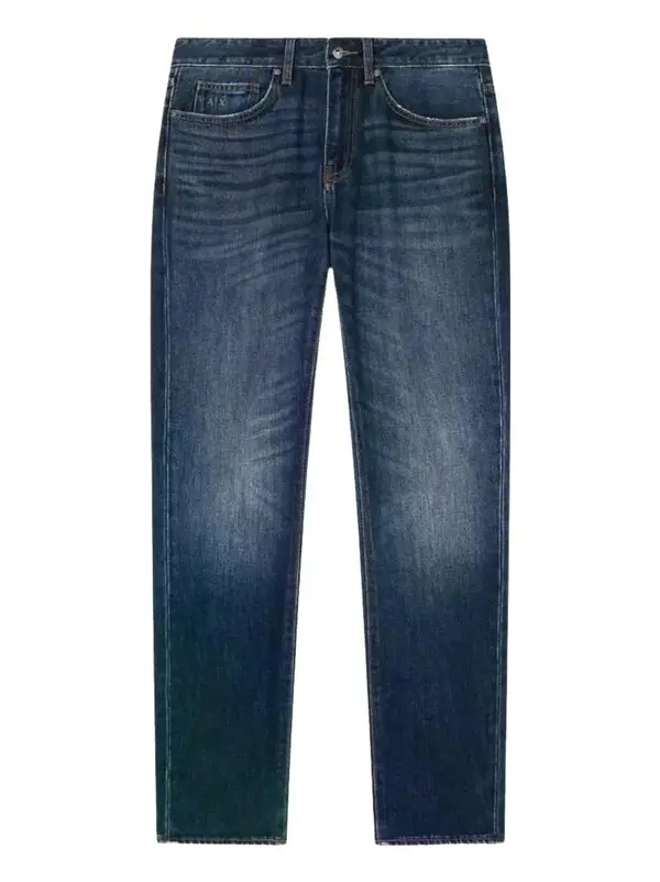Armani Exchange Faded Whiskered Jeans - Blue