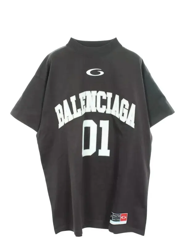Balenciaga Logo Embroidered T-shirt - Grey