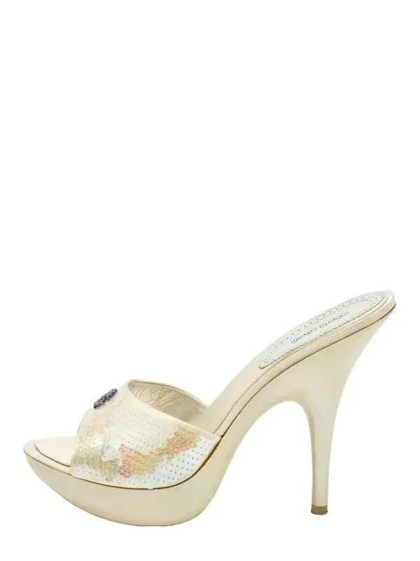 Roberto Cavalli Logo-detail Heeled Sandals - Neutrals