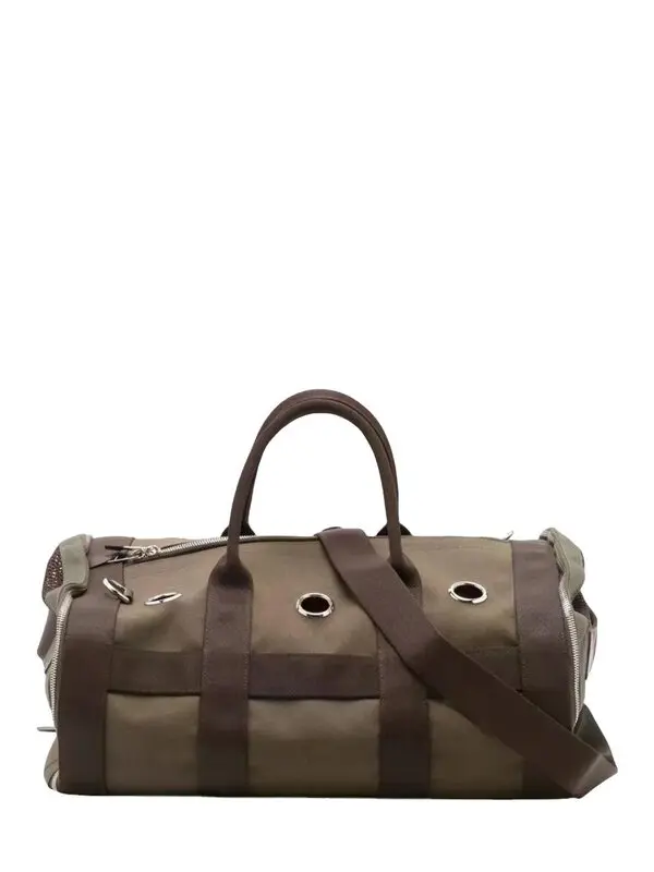 Hermès Toile Military Dog Carrier Travel Bag - Brown