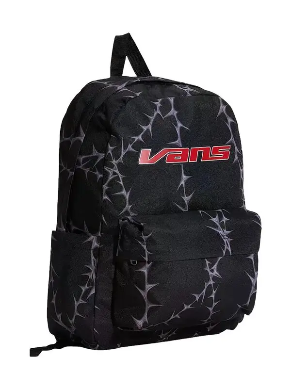 VANS Thorn-print Logo-patch Backpack - Black