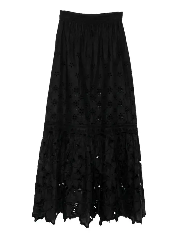 Ermanno Scervino Broderie Anglaise Maxi Skirt - Black