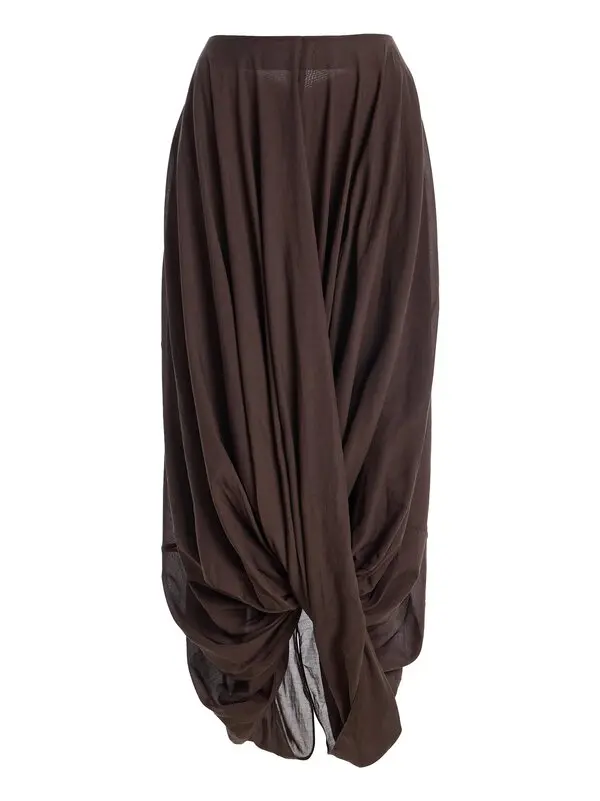 TOTEME Cocoon Ruffled Jersey Midi Skirt - Brown