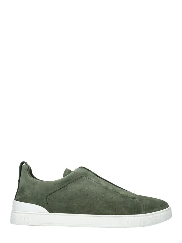 Zegna Suede Triple Stitch Sneakers - Green