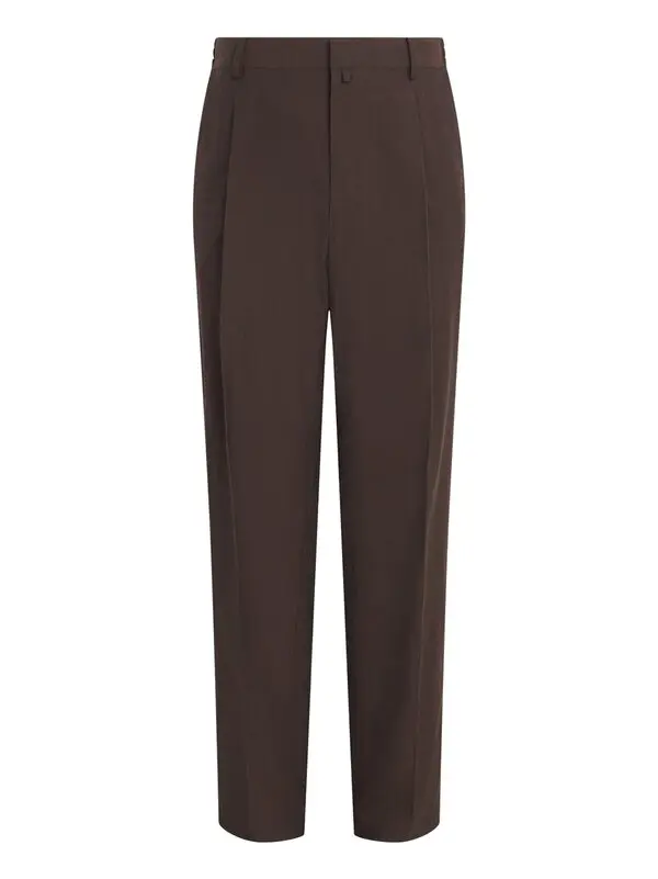 MAISON MARGIELA Virgin Wool-cotton Pleated Trousers - Brown
