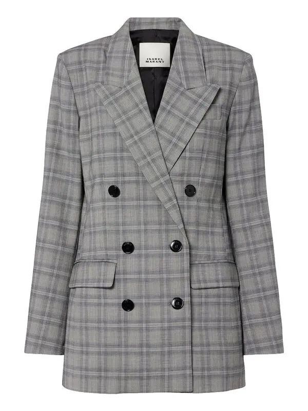 Isabel Marant Étoile Prince Of Wales Check Wool-blend Jacket - Grey