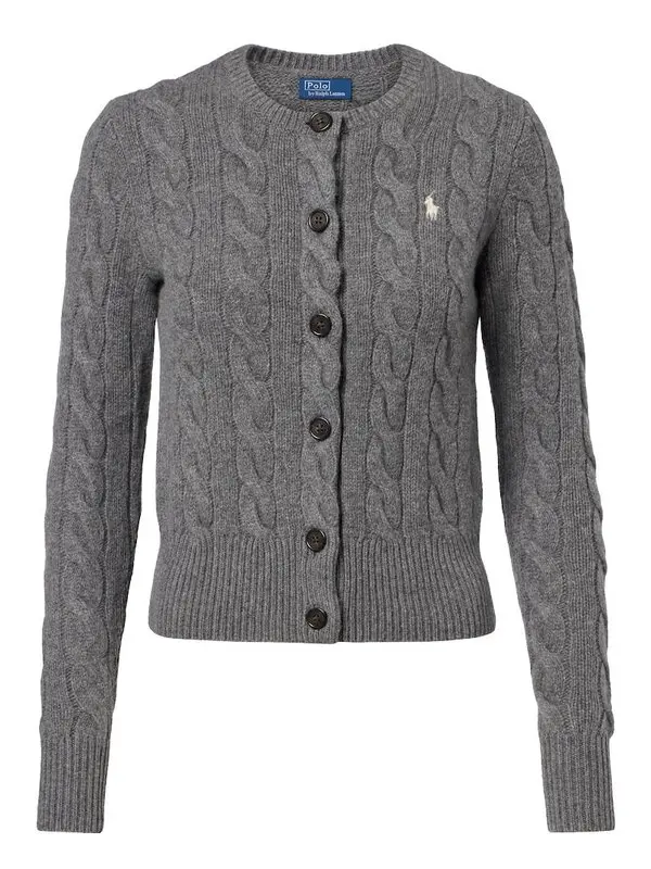 Polo Ralph Lauren Cable-knit Wool And Cashmere Cardigan - Grey