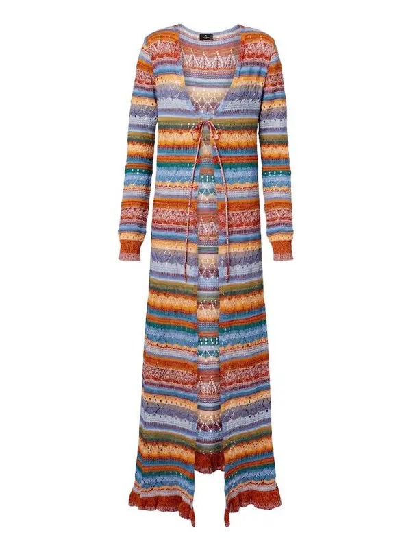 Etro Crochet Striped Cotton Cardigan - Multicoloured