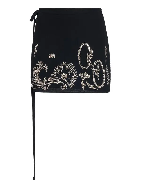 Dries Van Noten Gabrina Embellished Mini Wrap Skirt - Black