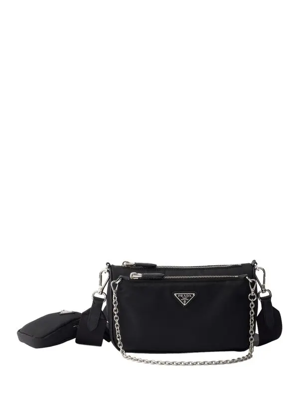 Prada Re-nylon And Saffiano Leather Mini Shoulder Bag - Black