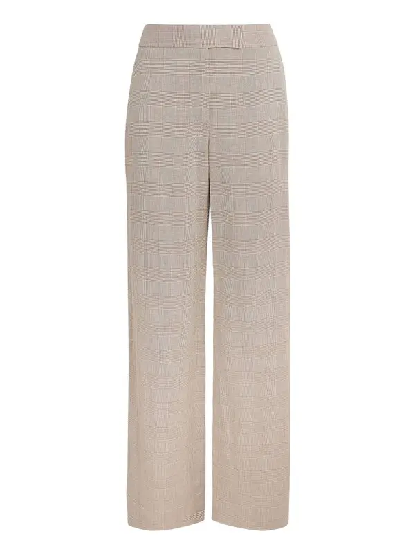 Veronica Beard Plaid Broderick Trousers - Beige