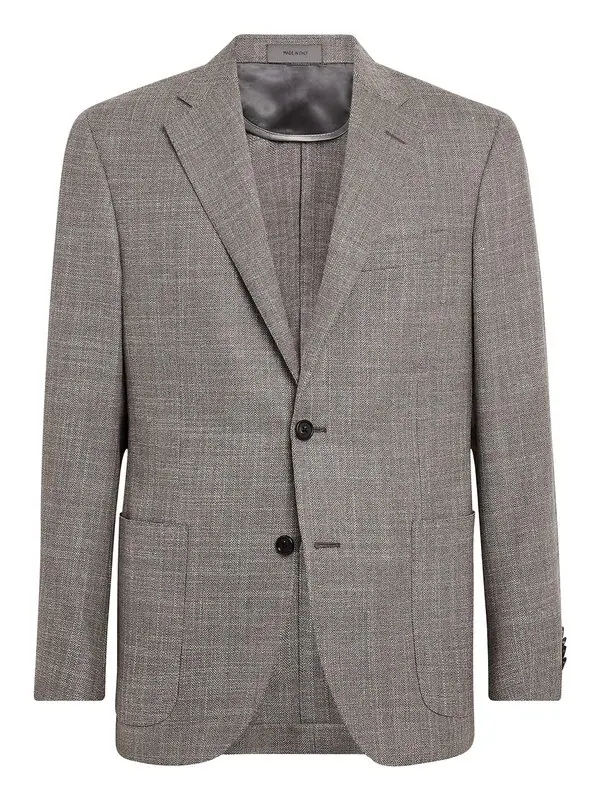 Corneliani Virgin Wool-silk Herringbone Blazer - Grey