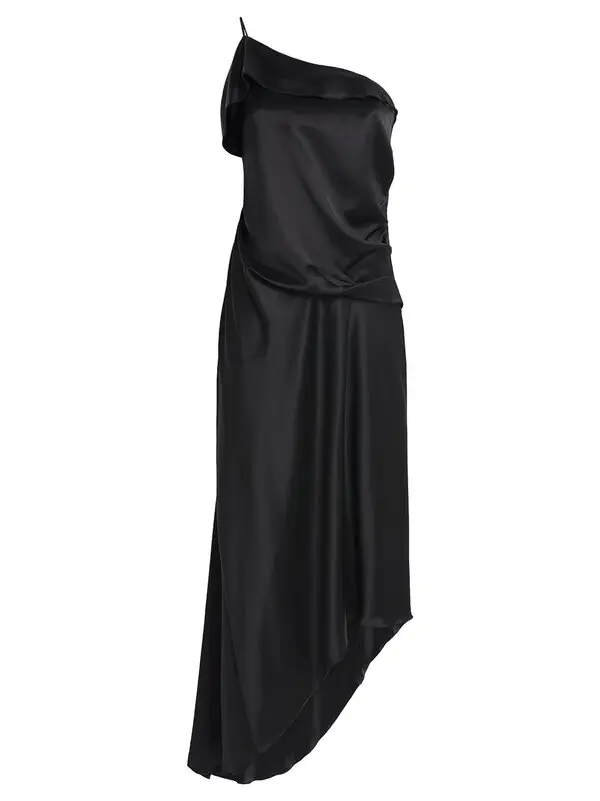 Camilla And Marc Silk Asymmetric Odessa Maxi Dress - Black
