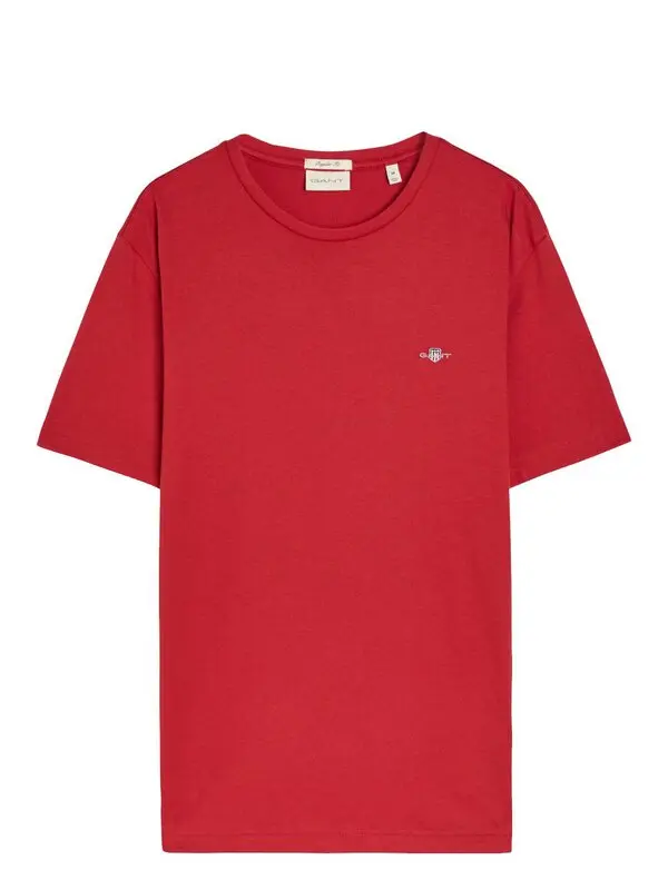 Gant Logo-embroidered Cotton T-shirt - Red