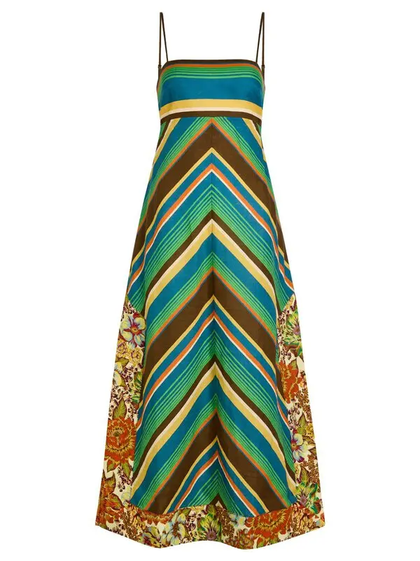ALEMAIS Alémais Charlie Striped Linen Midi Dress - Multicoloured