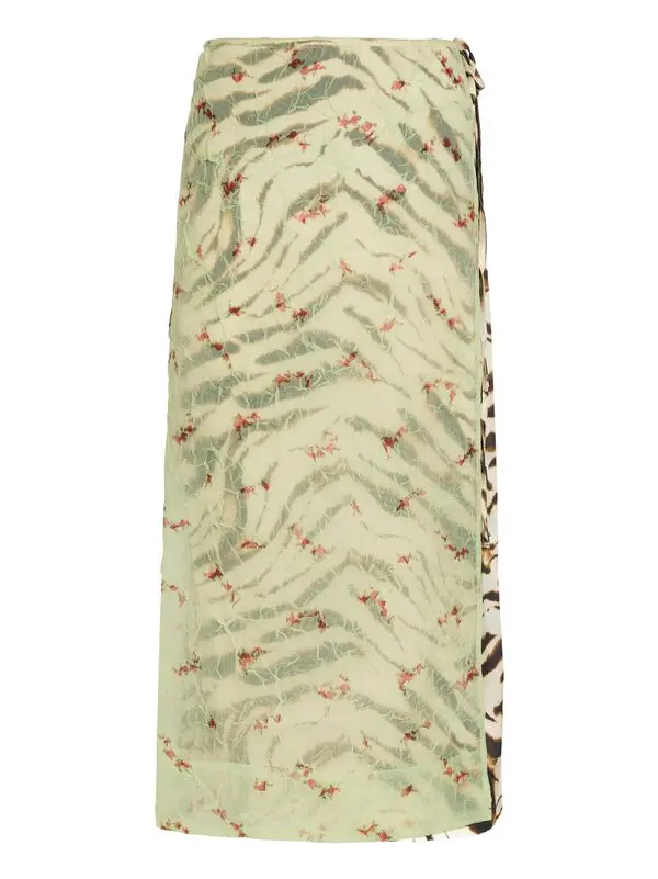 GANNI Zebra-print Layered Maxi Wrap Skirt - Multicoloured