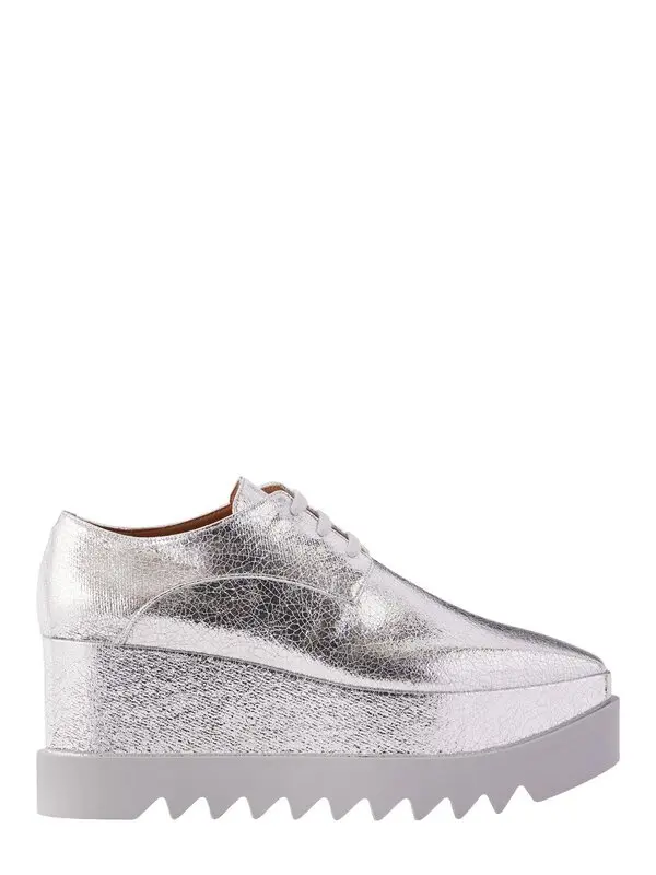 Stella McCartney Elyse Woven Metallic Vegetarian Material Platform Brogues - Silver