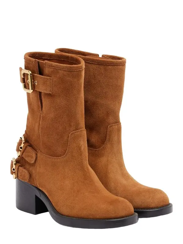 Chloé Suede Biker Boots - Brown