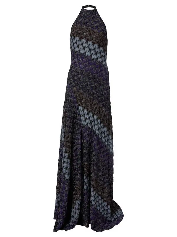 Missoni Halterneck Knitted Lame Gown - Multicoloured