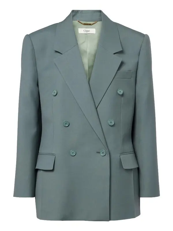 Chloé Double-breasted Wool Blazer - Green