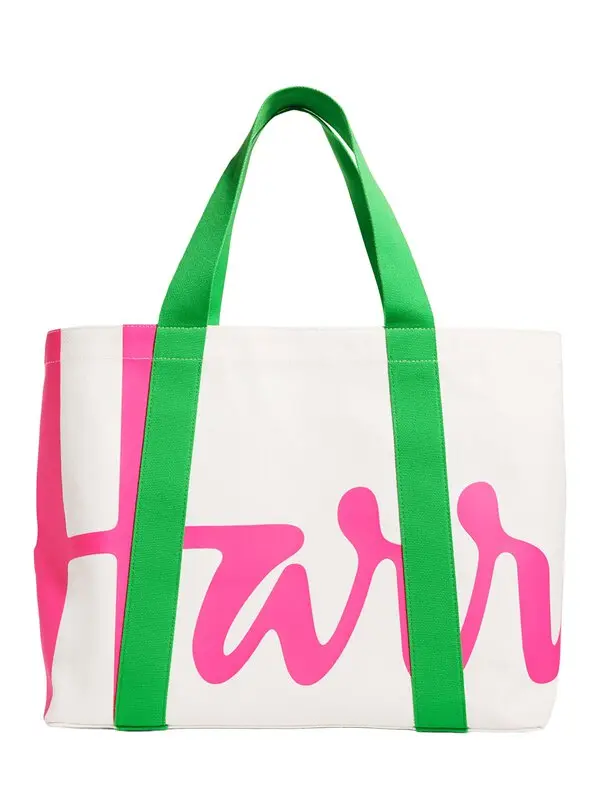 Harrods Medium Cotton Logo Tote Bag - Ivory